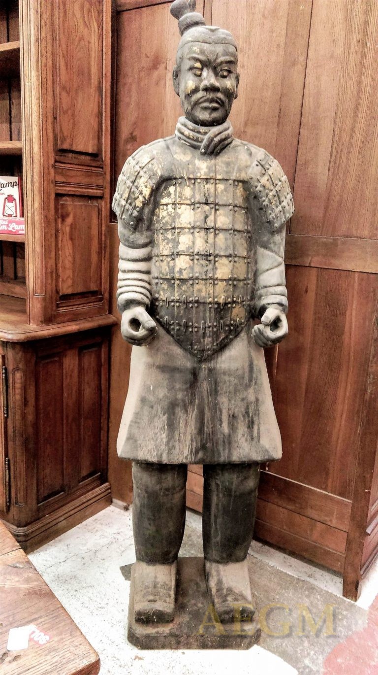 Three Life Size Clay Terracotta Warriors - AEGM