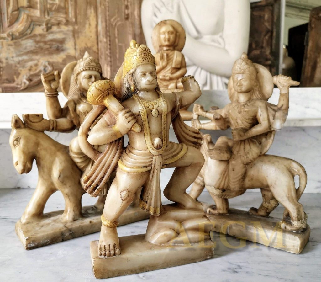 A Collection of 19th Century Marble Murti Indian Temple Sculptures - AEGM